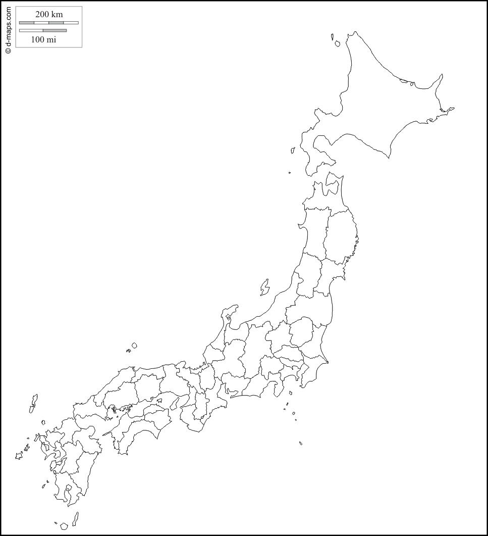 Plain map of japan - Map of japan plain (Eastern Asia - Asia)