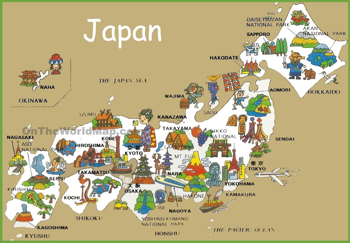 Japan tourist attractions map - Japan map tourist attractions (Eastern ...